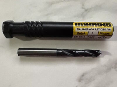 Guhring Drill, 7.2mm 3xD, RT 100 VA, Carbide, nano-A, Coolant through ...