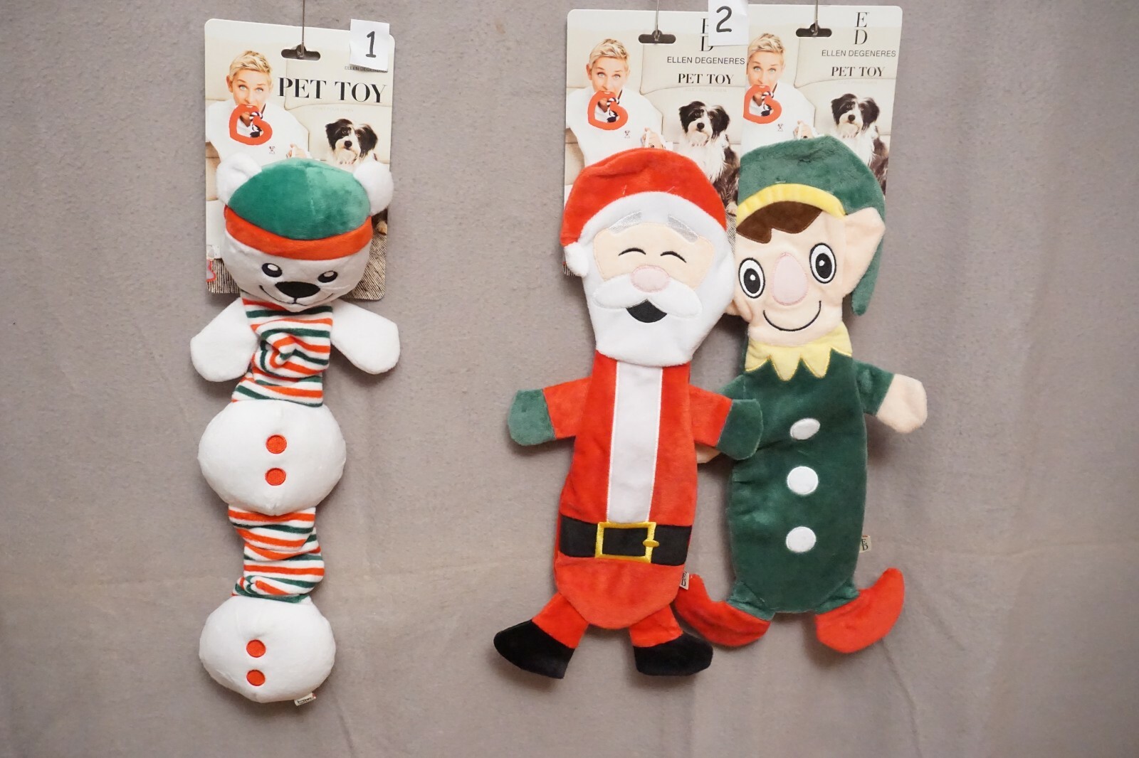 NEW Ellen DeGeneres Plush Bungee Toys Snowman or Santa & Elf (Set of 2 ...
