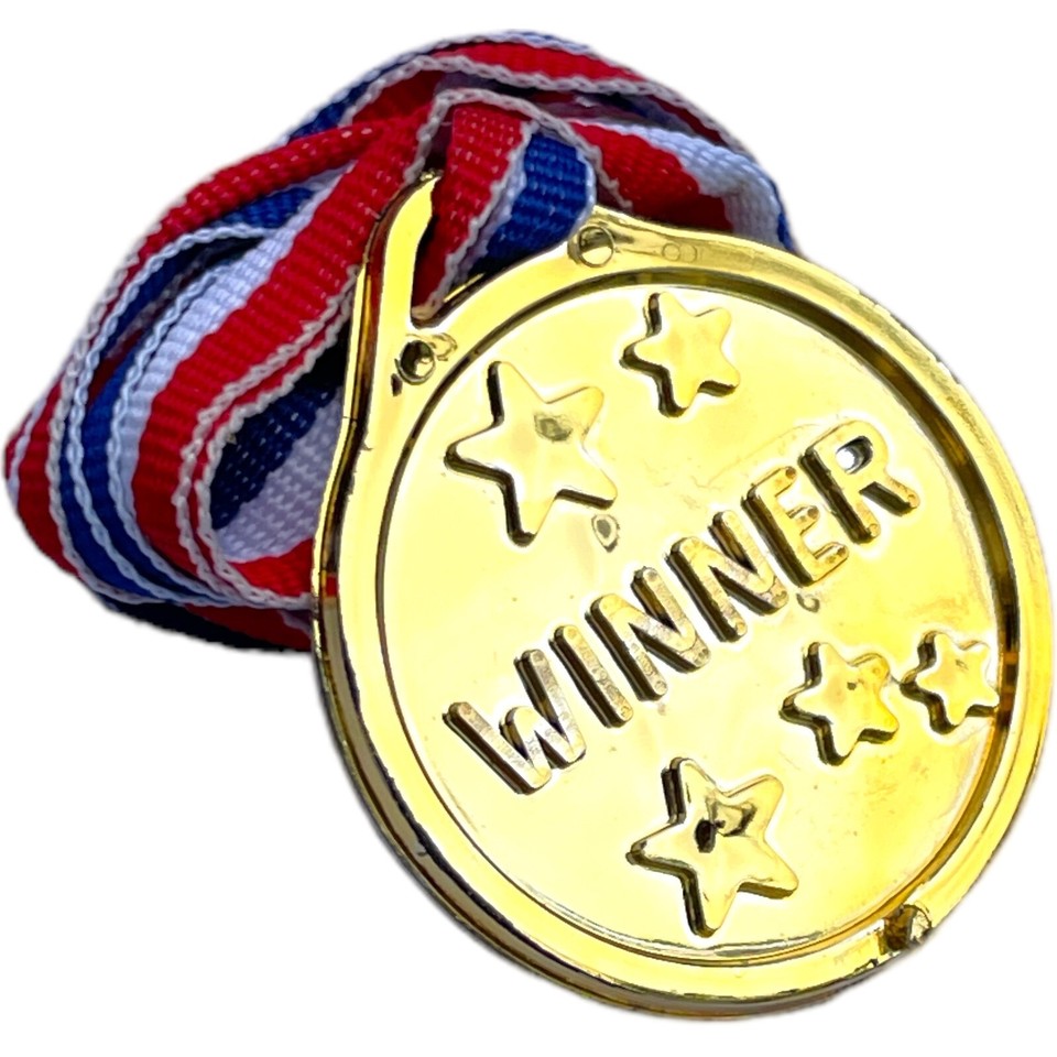 Kids Winner Medal School Sports Day Teacher Reward Prize Plastic Gold ...