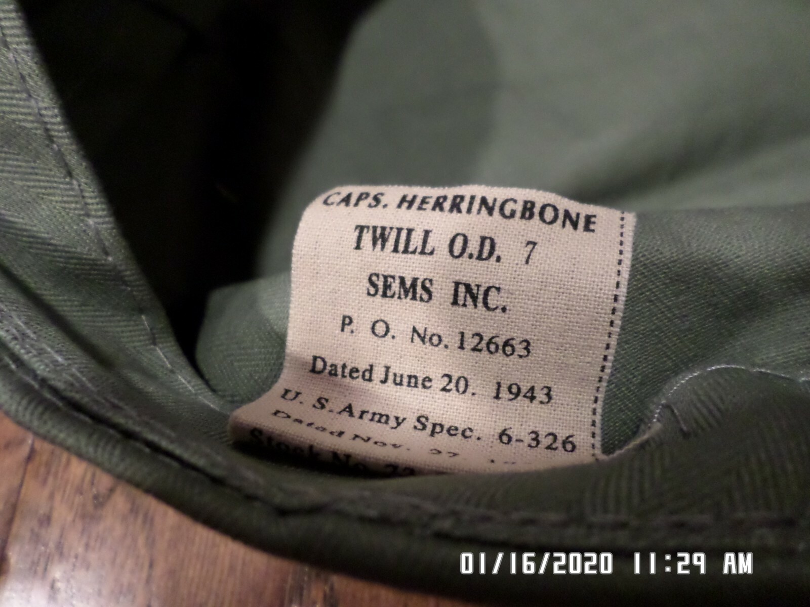 U.S MILITARY WWII REPRODUCTION HBT CAP HAT SIZE X- LARGE HERRINGBONE ...
