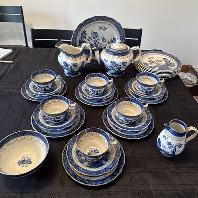 Booths A8025 Real Old Willow Tea-set For Six Including Teapot VGC 28 Pc ...
