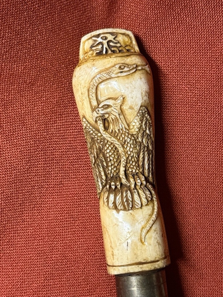 CIVIL WAR CONFEDERATE CSA EAGLE WITH SNAKE HANDLE BOWIE KNIFE BY WALKER ...