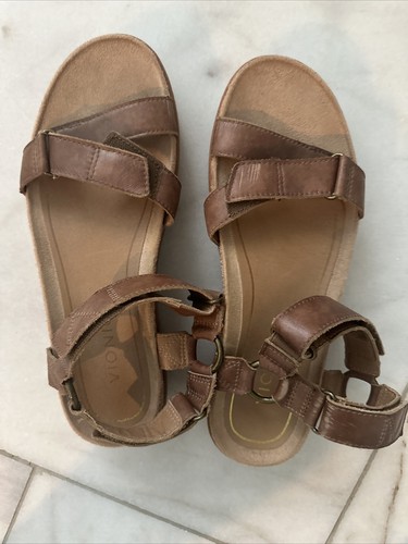 VIONIC KAYAN TOFFEE WOMEN'S SANDALS SIZE 7.5 Brown Leather Chunky ...