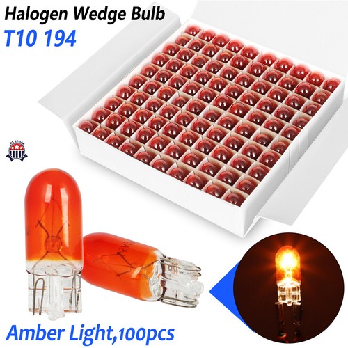 Lot of 100Bulbs T10 194 168 Halogen Wedge Bulb 3W Amber Light Turn Lamp ...