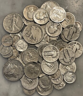$10 Face 90% Silver CULL Lot Mercury, Walking Liberty, Franklin & More ...