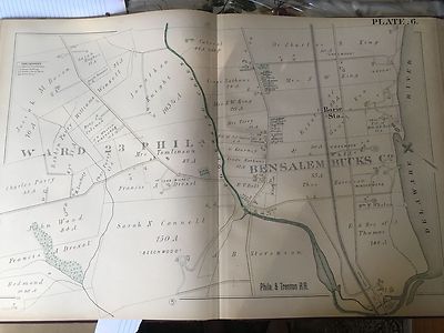 1885 23 WARD PHILADELPHIA PA. BENSALEM BUCKS COUNTY BORIE STATION ATLAS ...