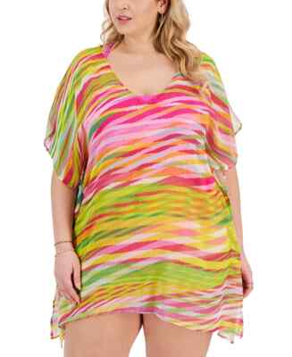 Becca ETC Plus Size Awaken Cover Up Caftan Tunic Semi-Sheer Multi 2X | eBay
