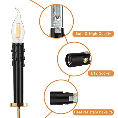 6 Set E12 Adjustable Candelabra Socket Chandelier Fixture Sockets With ...