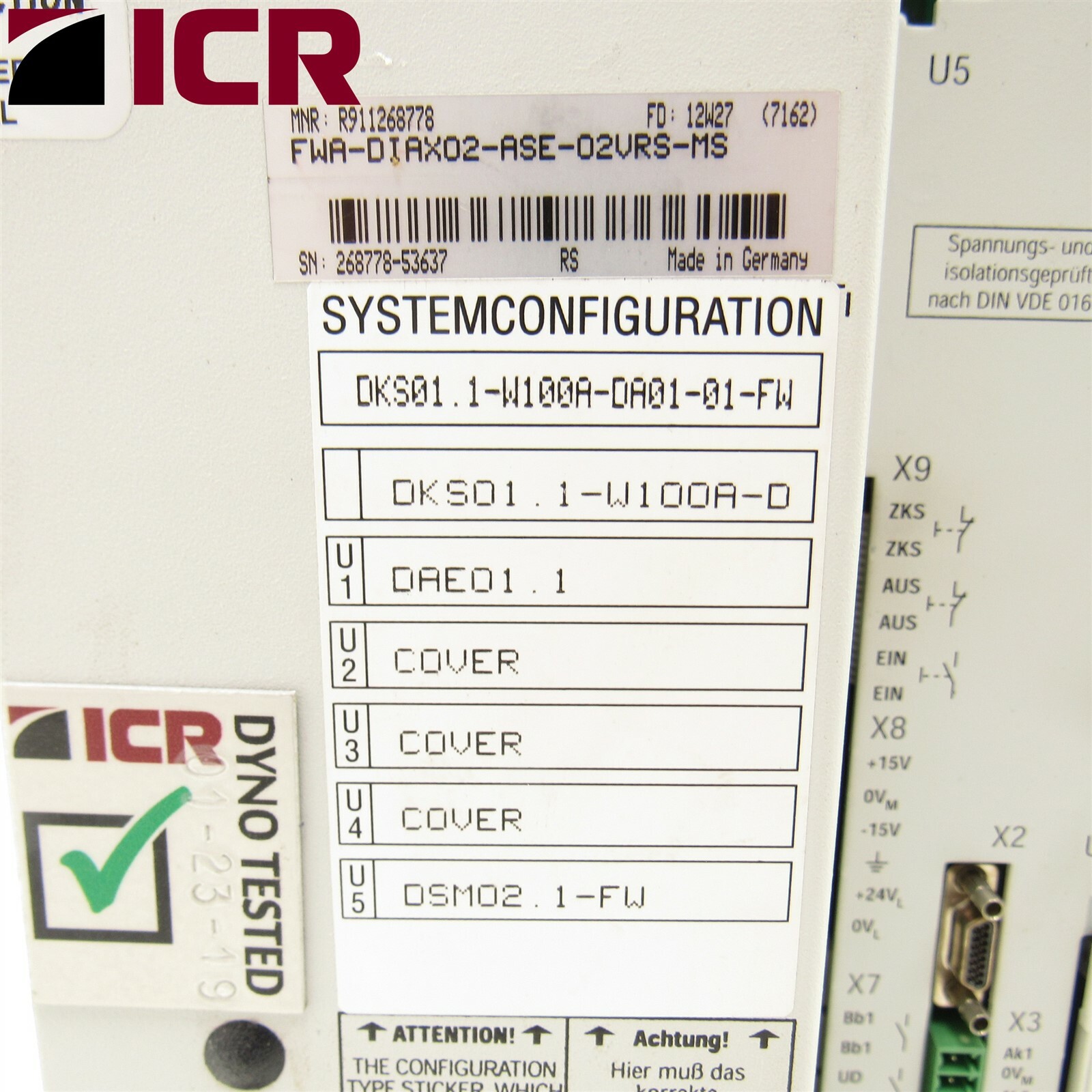 Indramat Servo Drive With DAE01.1 DKS01.1-W100A-DA01-01-FW **TESTED ...