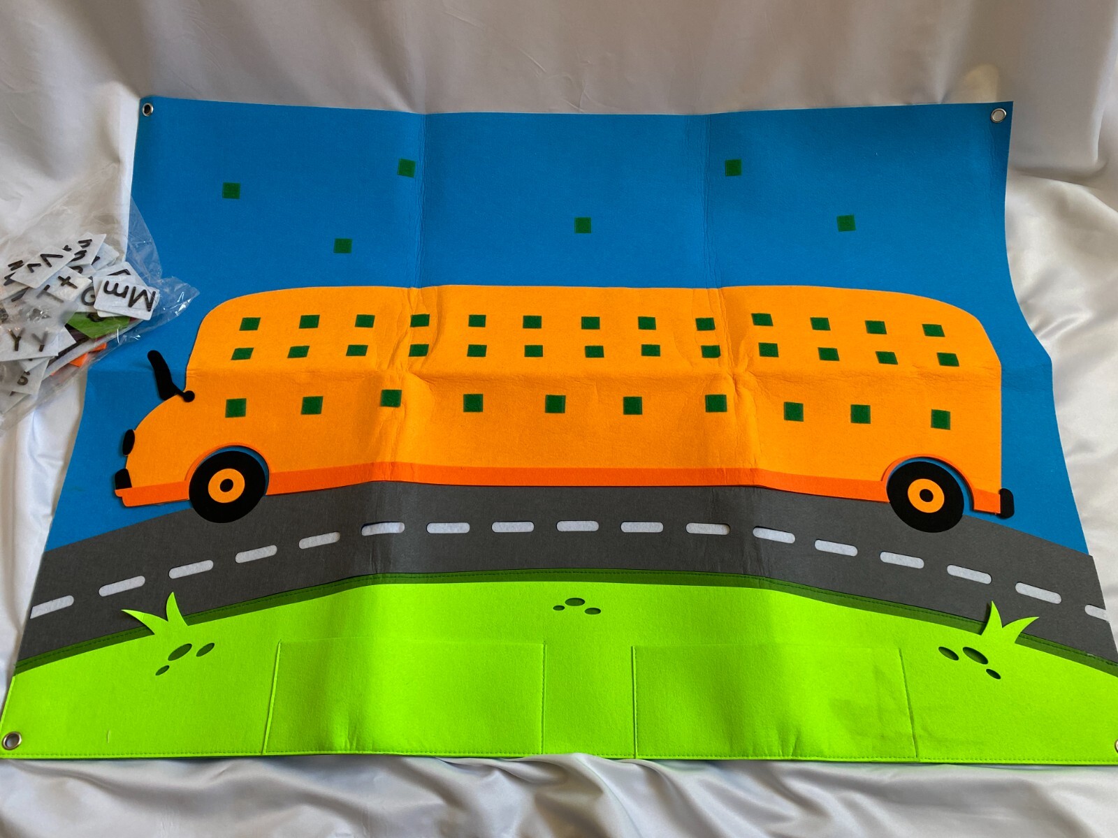 Preschool Alphabets Felt School Bus Board For Kids, Wall Storyboard ...