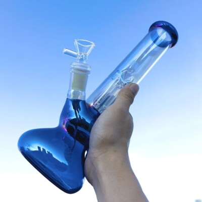 25cm Blue Glass Bong Water Pipe Smoking Hookah Percolator Bongs Bubbler ...