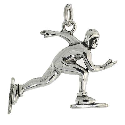 Sterling Silver Speed Skater Pendant / Charm, Italian Box Chain | eBay