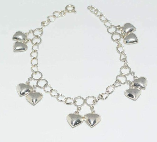 Vintage Sterling Silver Heart Charm Bracelet 7" | eBay