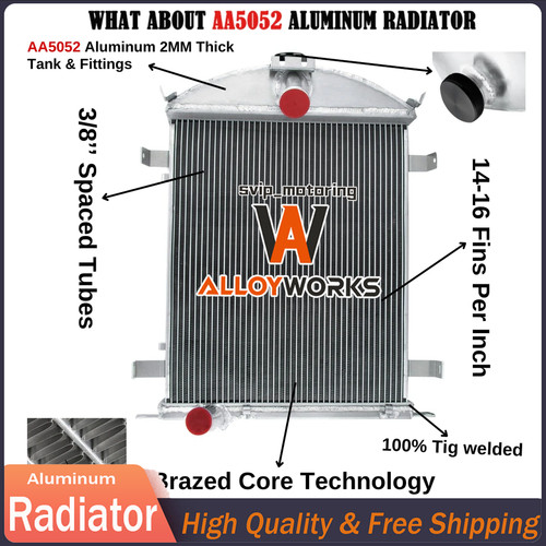 3 Row Core Aluminum Radiator For 1928-1929 Ford Model A Heavy Duty 3.3L ...