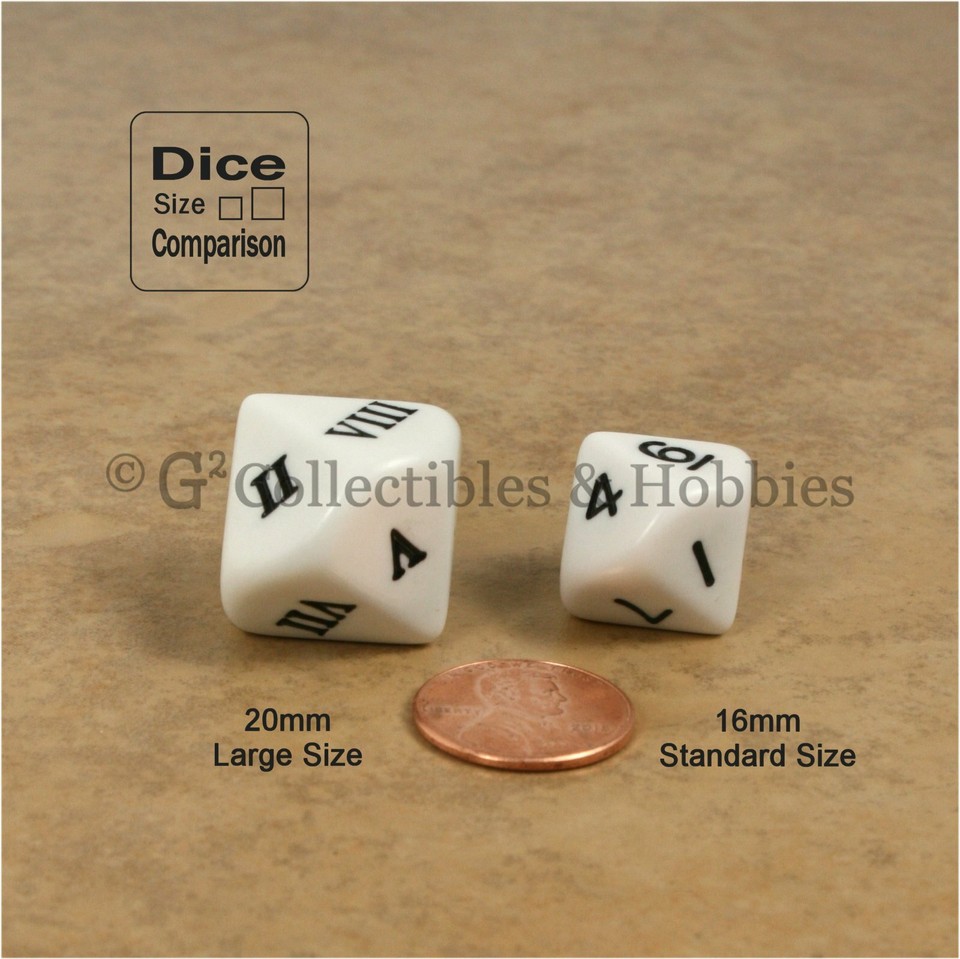 NEW 2 Roman Numeral D10 Large 20mm Dice Set Ten Sided RPG D&D Gaming 13 ...