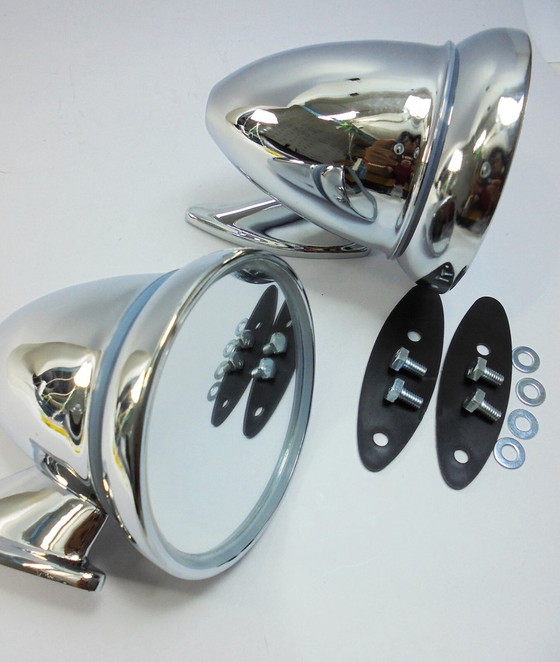 Classic Car Talbot Chrome Bullet Side Mirrors Fender Door Mount Pair ...