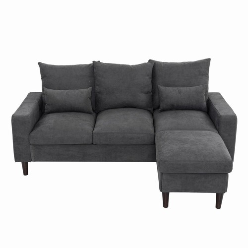L Shaped Couch Reversible Sectional Fabric Sofa Set Convertible Sofa ...