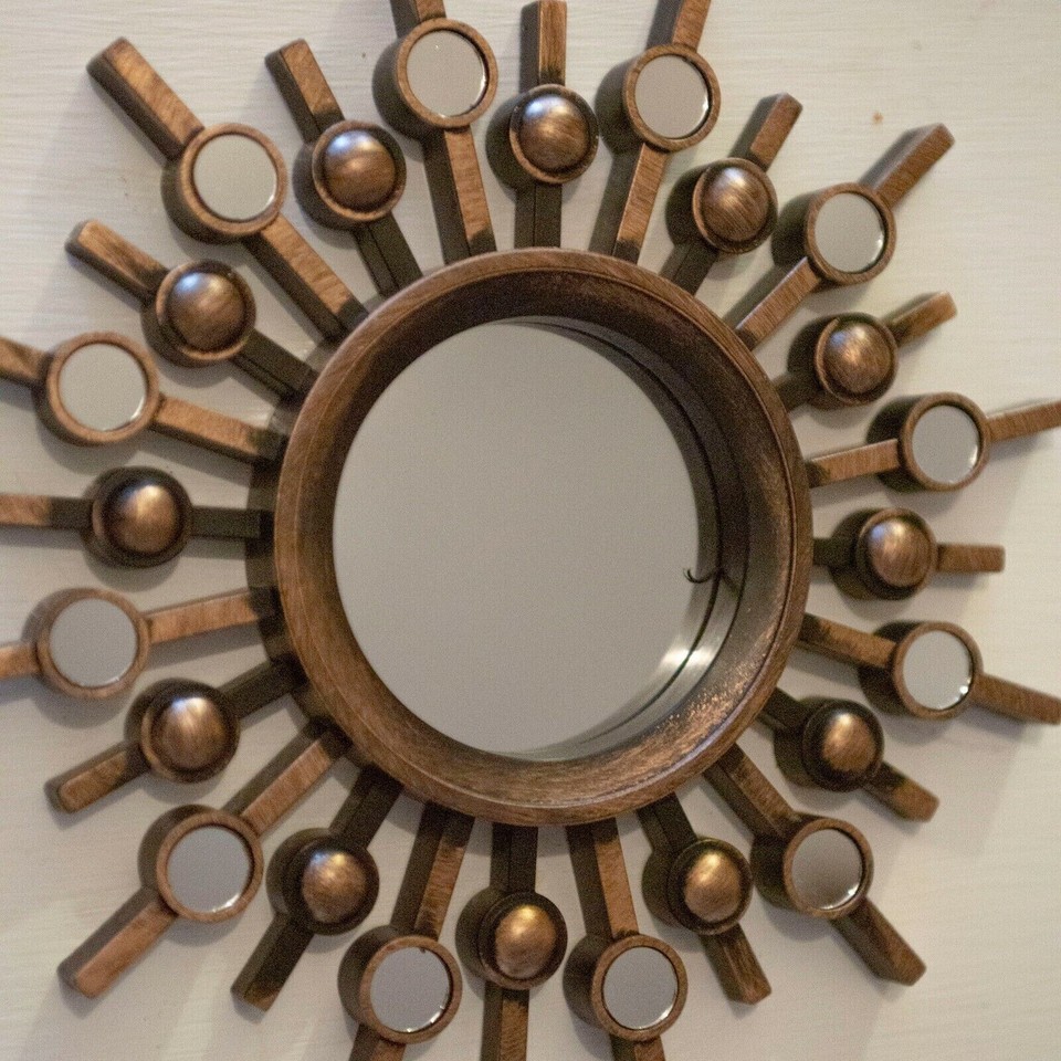 3pc Bronze Sunburst Mirrors Wall Hanging Aztec Round Home Decor ...