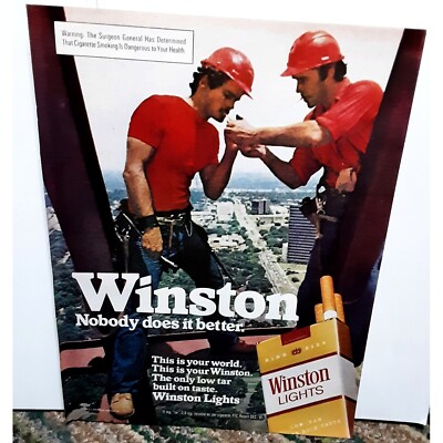 1982 Winston Cigarettes Men Working Scaffold Steel Hard Hat Vintage ...