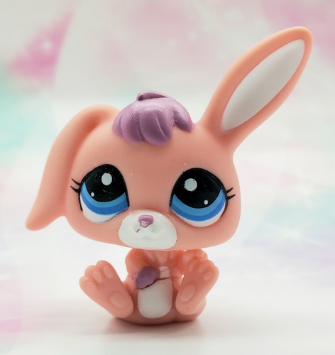 Littlest Pet Shop Authentic # 2513 Pink White Purple Rabbit Blue Eyes ...