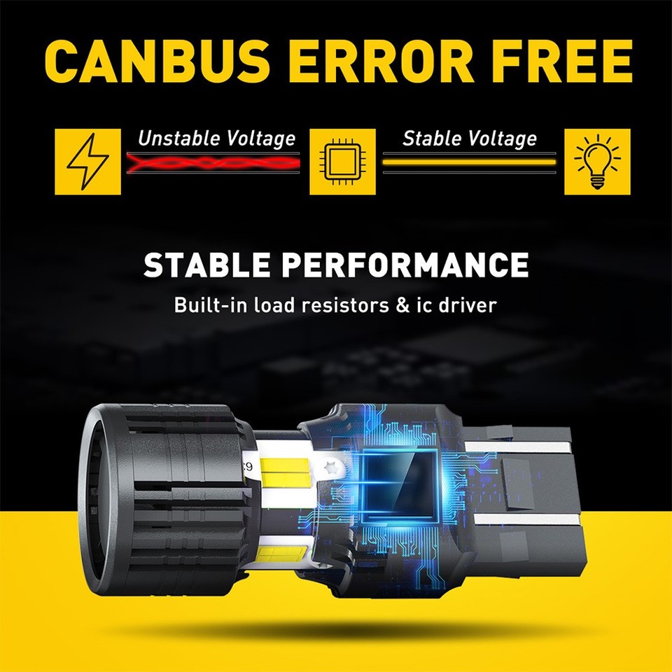 2X AUXITO 7443 7444 LED White Turn Signal Backup Reverse Lights 3000LM ...