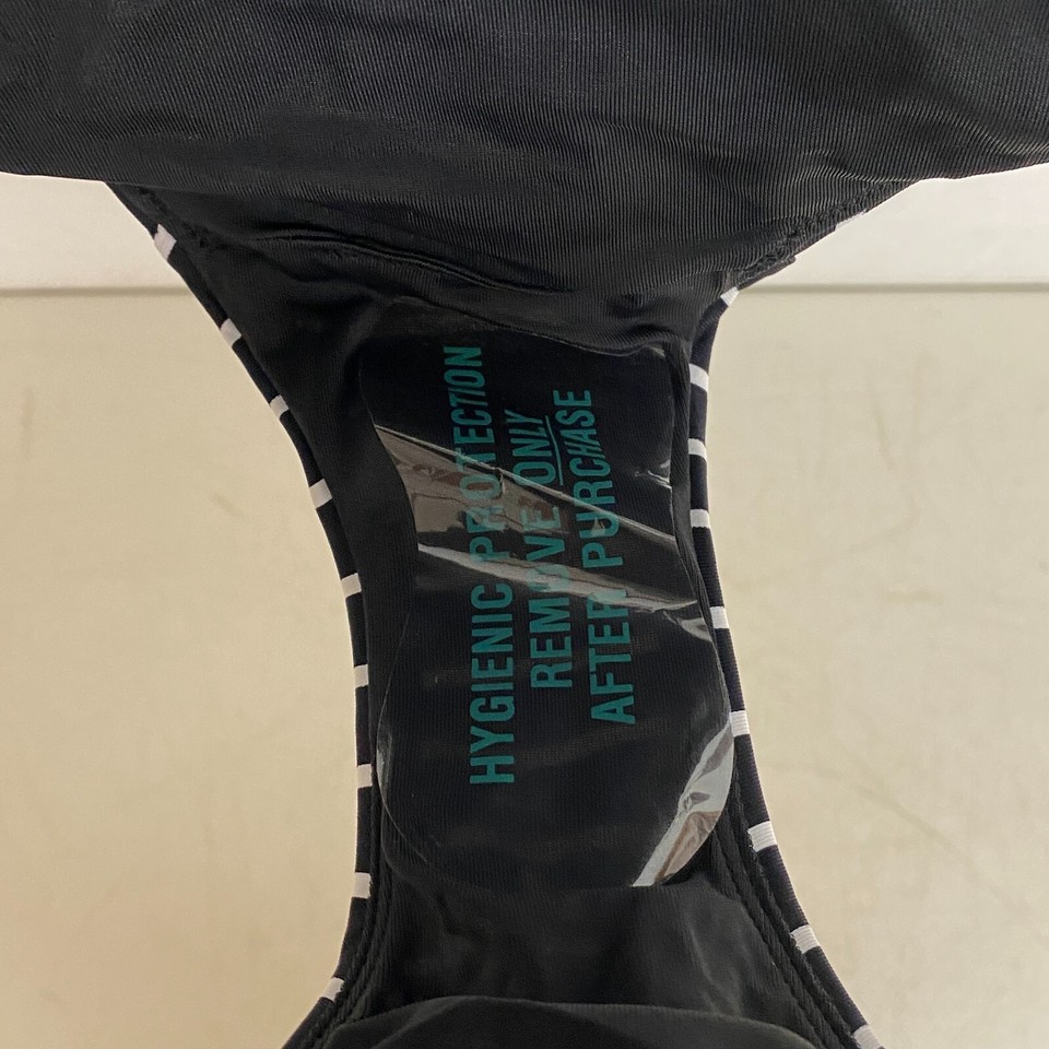 CALIA Women's MidRise Wide Banded High Leg Swim Bottoms Stripe Black ...