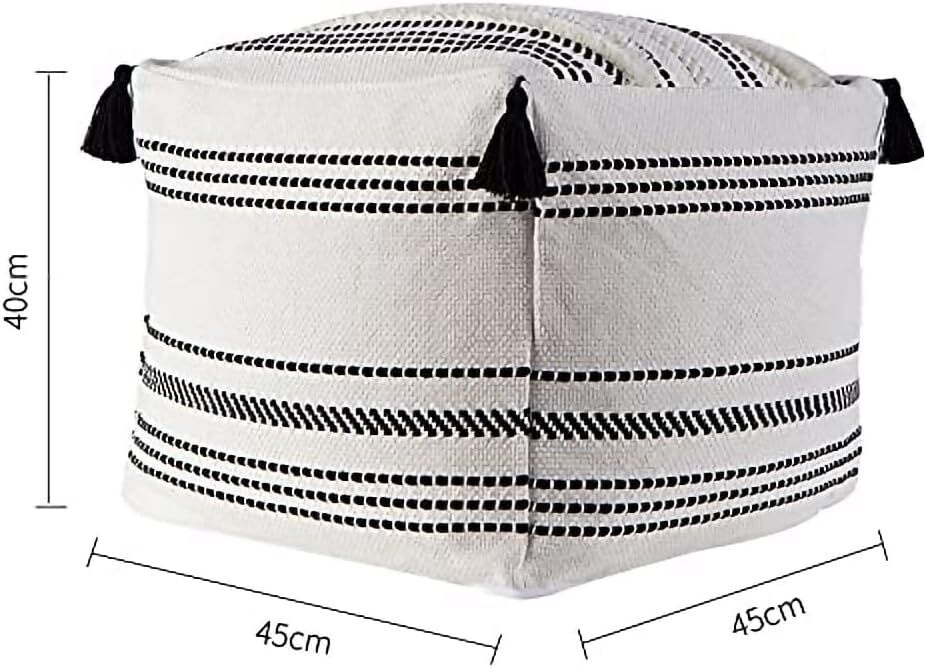 MOCOFO Boho Ottoman Square Footstool Pouf Cover - 18x18x16 inches ...