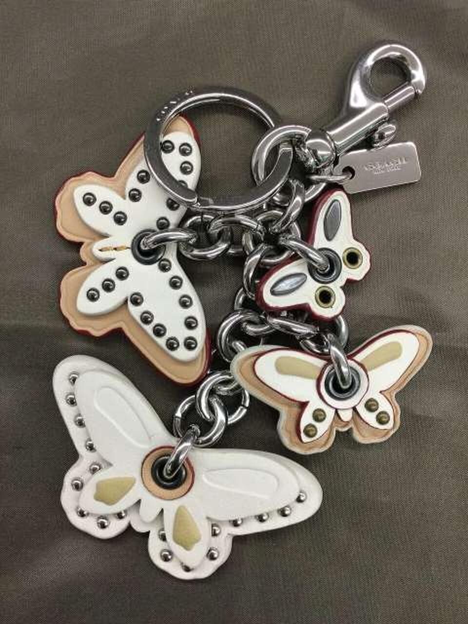 COACH Key Ring Key Chain Bag Charm Butterfly Beige Wh… - Gem