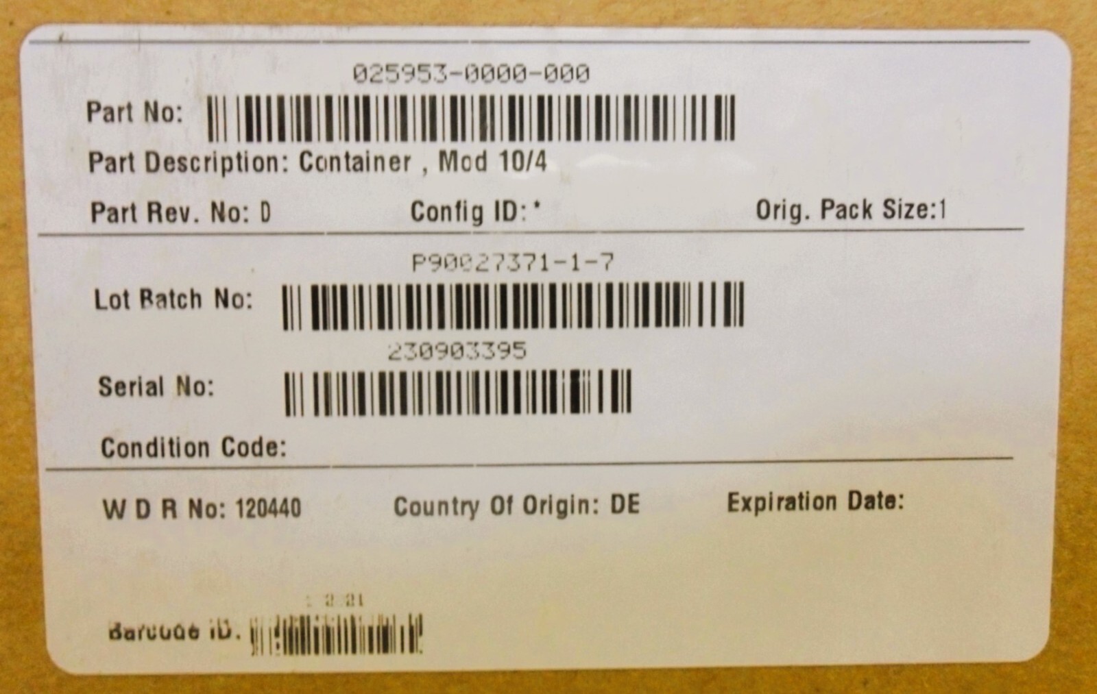 SPERRY MARINE Container MOD.10/4 - P/N 025953-0000-000 | eBay