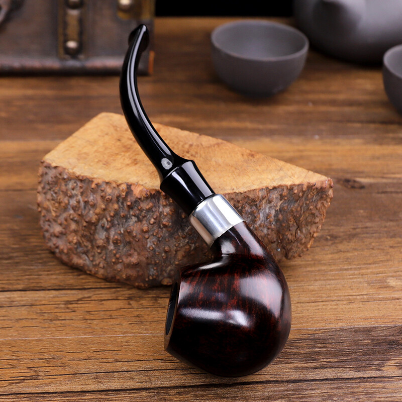 Handmade Briar Wooden Tobacco Pipe Bent Curved Stem Smoking Pipe ...
