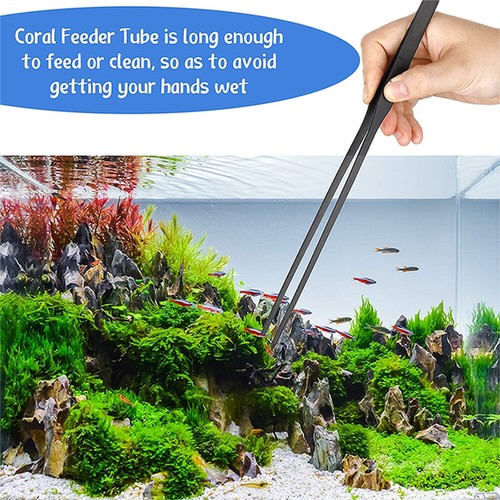 and Curved Acrylic Long Tube Coral Spot Feeder Aquarium Tweezers ...