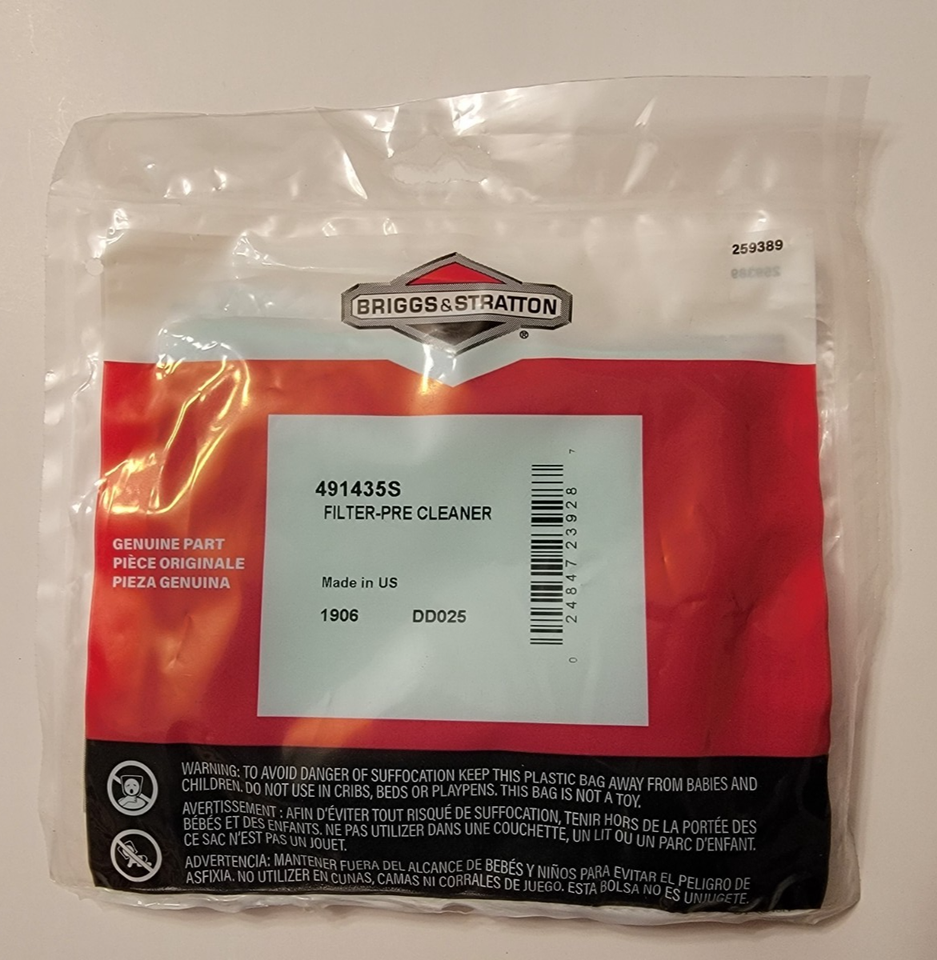 Briggs & Stratton OEM 491435S Pre-Cleaner Filter – Fits 3.5–6.5 HP ...