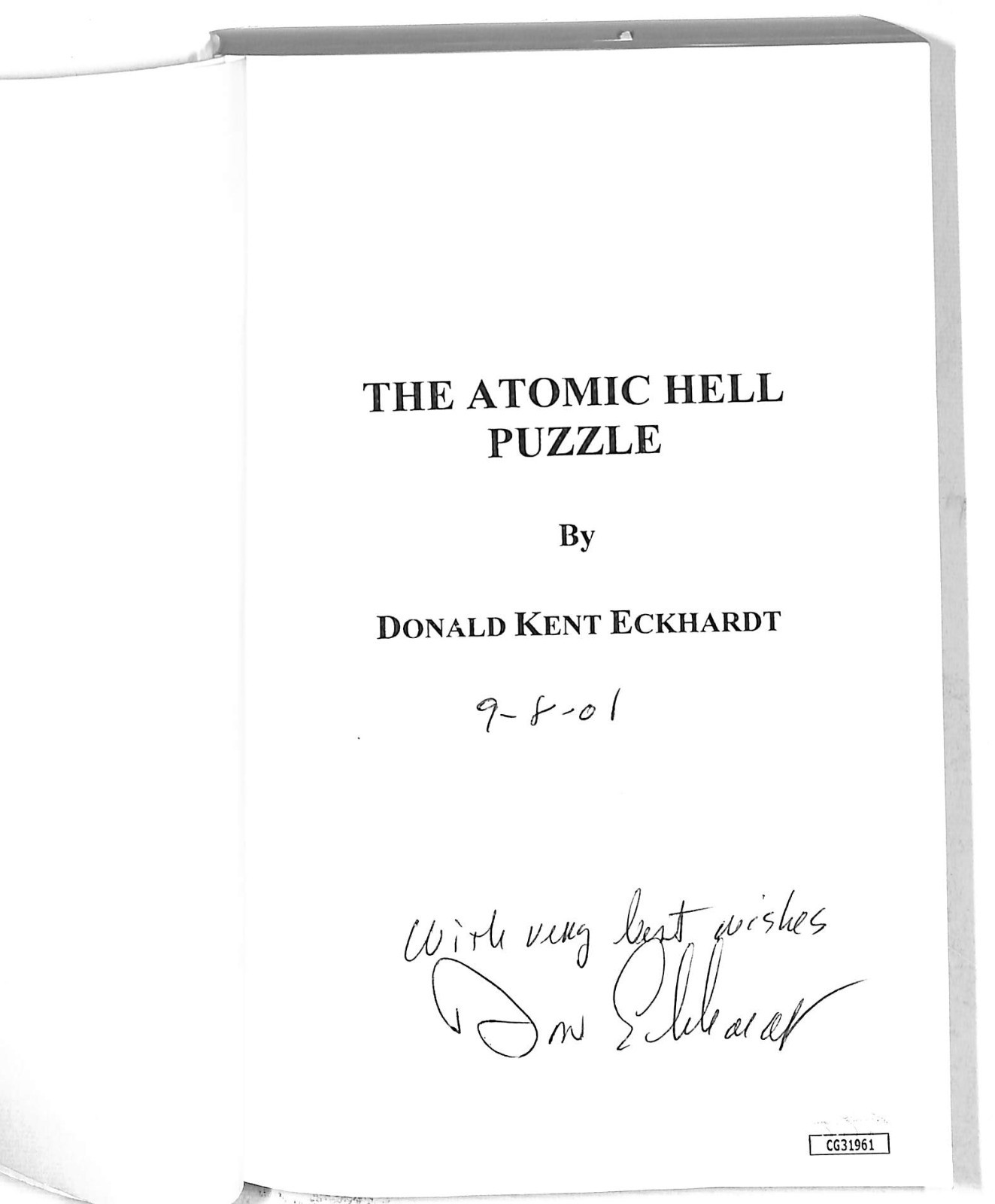 Don Eckhardt Autographed "The Atomic Hell Puzzle" Book Astronaut JSA | eBay