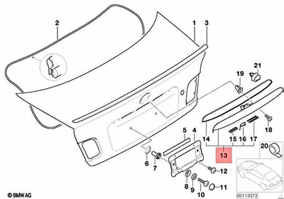Genuine BMW E46 Cabrio Trunk Lid Grip + Key Button OEM 51137170965 | eBay