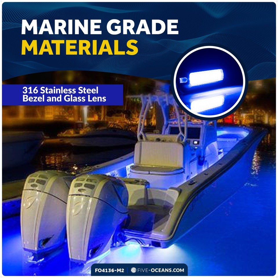 Underwater Light for Boat, LED Transom Light, Cockpit Light 12V, 2-Pack ...
