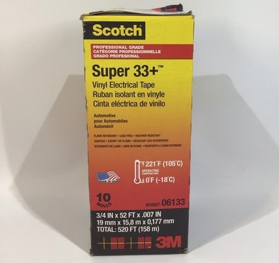 Scotch 3M Super 33+ Vinyl Electrical Tape 06133 I 10 Rolls I 3/4"X 52FT ...