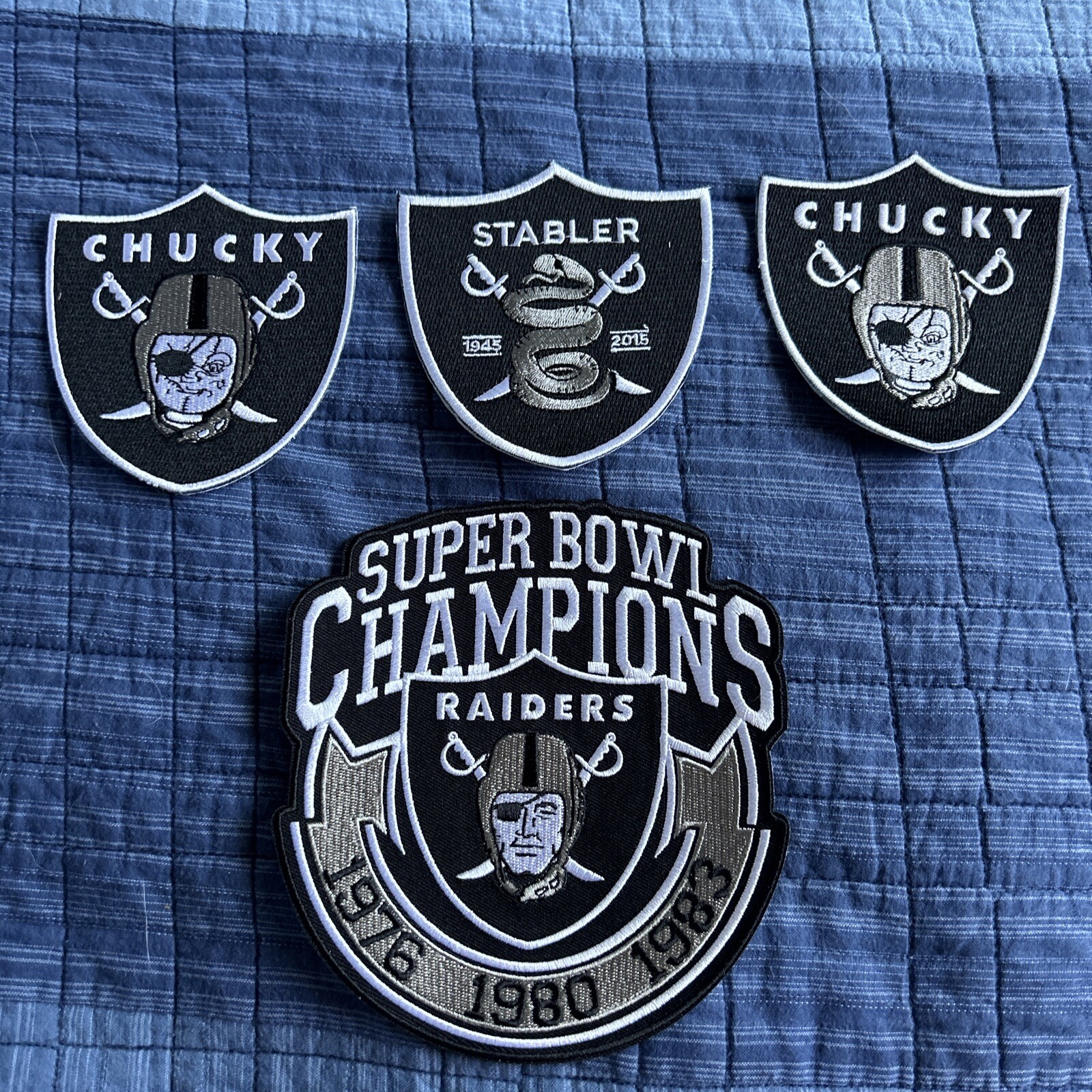 Oakland/LV Raiders Lot of 4 WOVEN embroidered Sew/Iron on Patches NEW ...