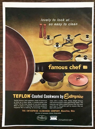 1967 Enterprise Famous Chef Teflon Coated Cookware Print Ad | eBay