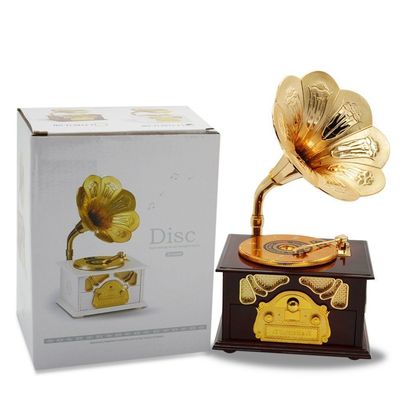 Classical Trumpet Horn Turntable Gramophone Art Disc Music Box Make up ...