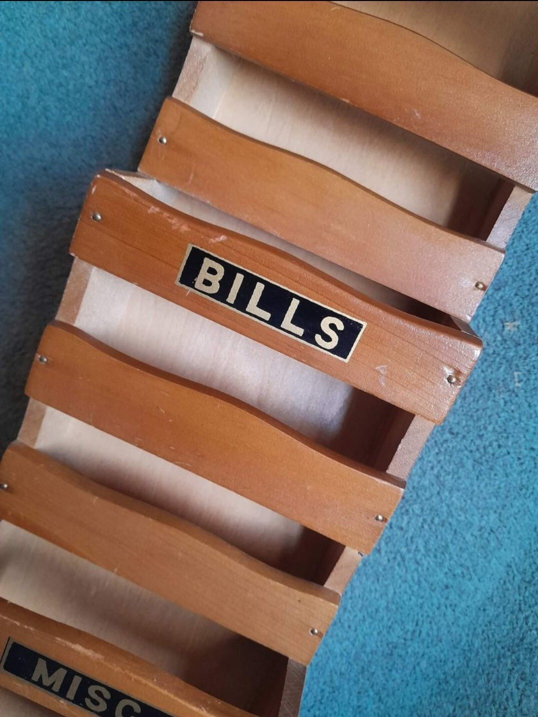 Wonderful Vintage 1970s Solid Wood Wall 3 Tiered Letter/Bill Holder ...