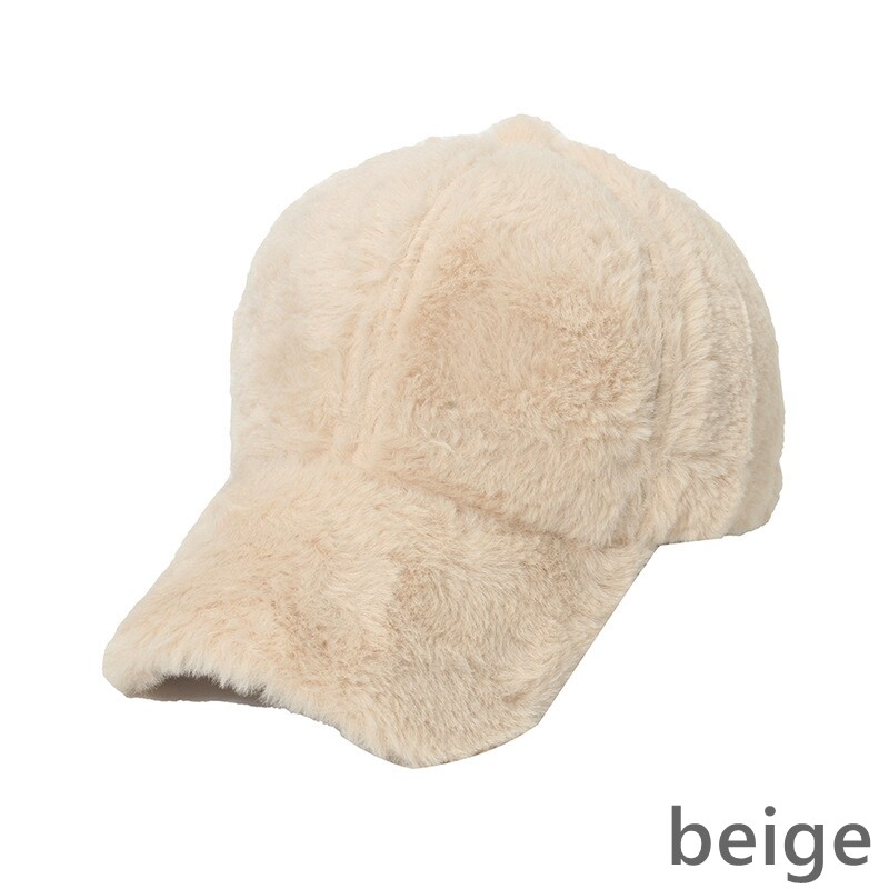 Lady Faux Fur Trucker Hat Baseball Cap Casual Thicken Thermal Winter ...
