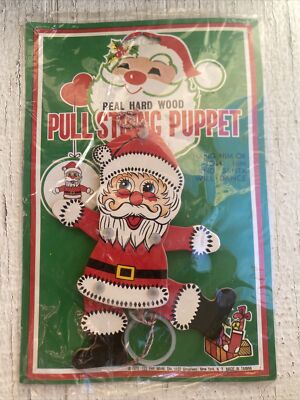 Vintage Real Hard Wood Pull String Santa Puppet Christmas by Fun World ...