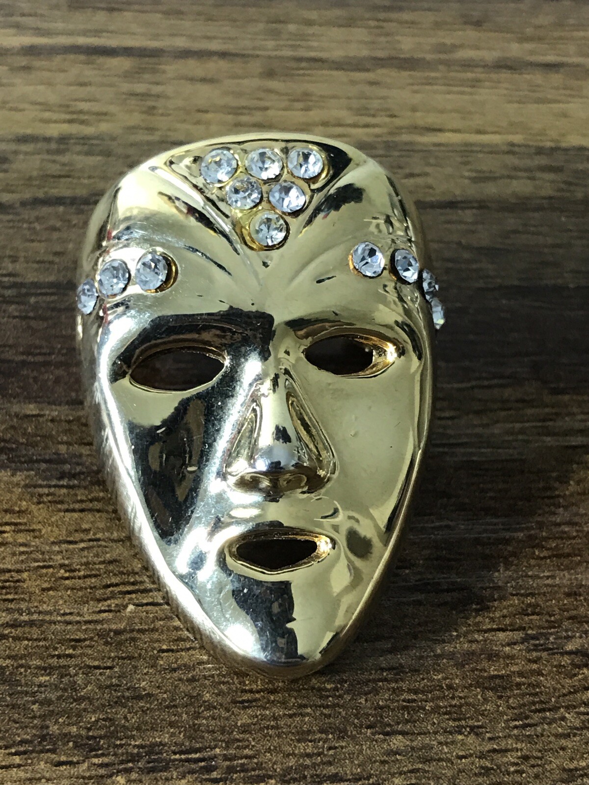3 Vintage Comedy Tragedy Theater Face Matte Pin Brooch - Gem