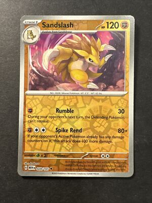 2023 Pokémon 151 Sandslash 28 /165 English TCG Reverse Holographic Holo ...