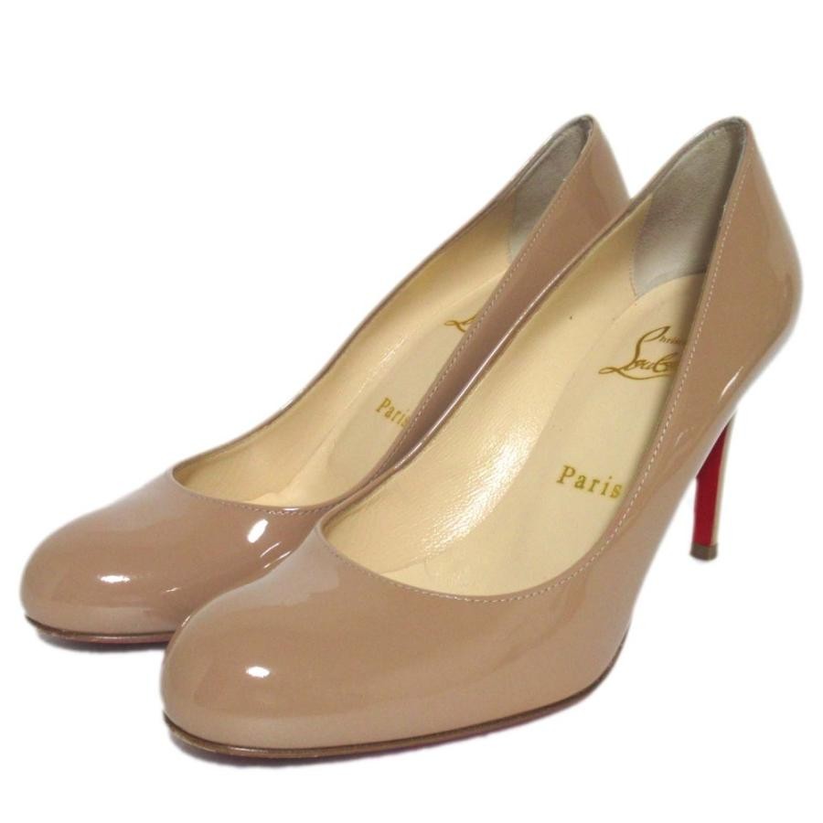 Christian Louboutin Pumps Heel Patent Leather Nude Beige EU 36.5 127519K Authen | eBay