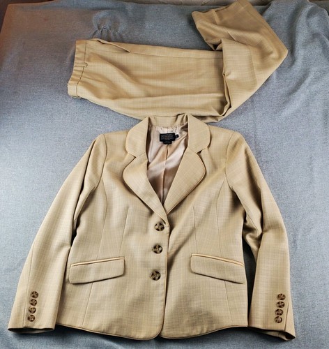 Pendleton Suit Womens Size 14P Beige Wool Wide Leg Pant 32X28 Lined | eBay