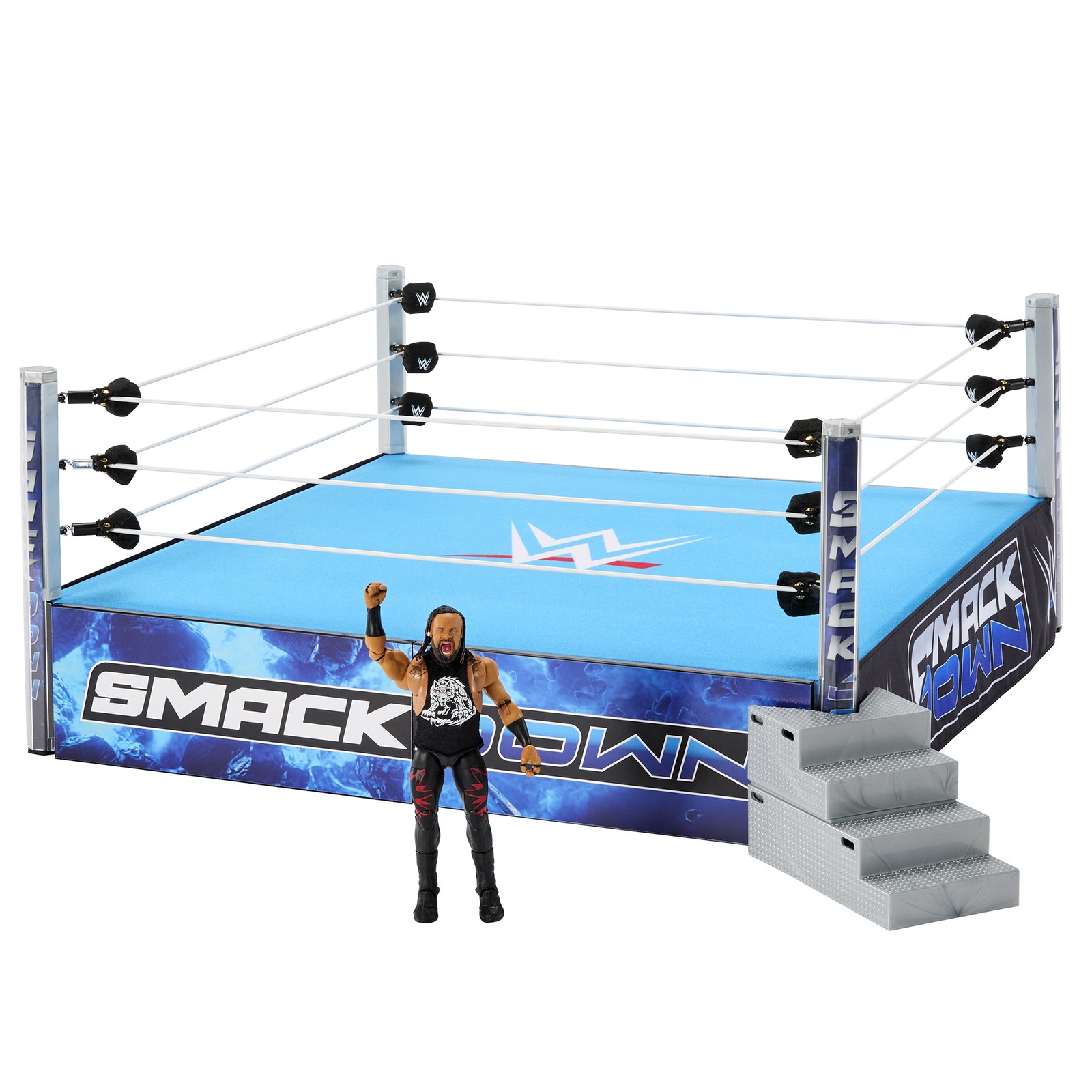 WWE Smackdown Real Scale Wrestling Ring Playset w/ Jacob Fatu Ultimate ...