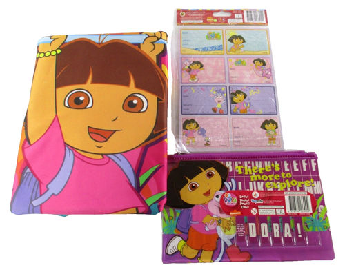 Dora The Explorer School Bundle Library Bag Pencil Case 32 Book Labels ...