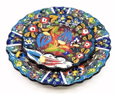 Handmade Turkish Ceramic Pottery Serving Plates Set of 2 - 7" and 5" | eBay