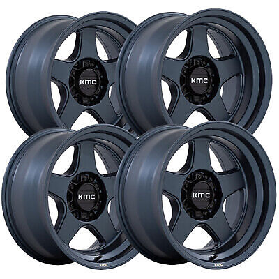 (Set of 4) KMC KM728 Lobo 17x8.5 6x135 +18mm Blue Wheels Rims 17" Inch ...
